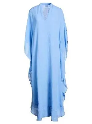 120% Lino Maxi Linen Kaftan Dress - Blue