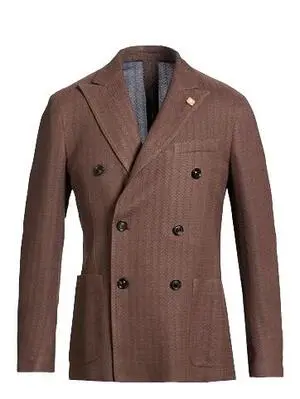 LARDINI Knitted Double-breasted Blazer - Brown