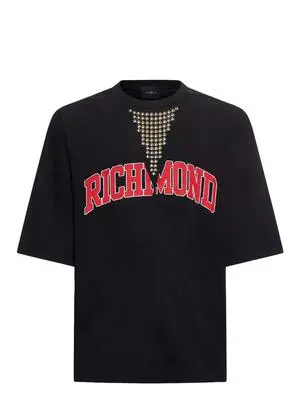 John Richmond Embellished-neckline Graphic T-shirt - Black