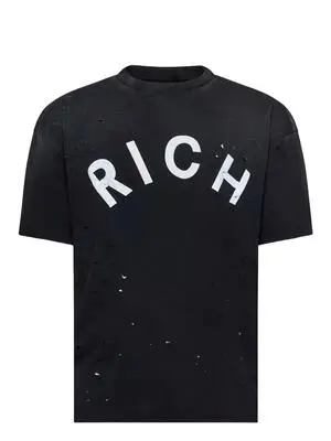 John Richmond Printed-logo Distressed T-shirt - Black