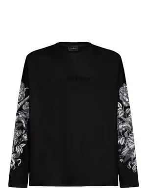 John Richmond Floral-print Long-sleeve T-shirt - Black
