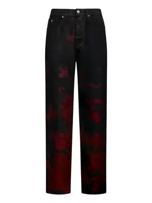John Richmond Shaded Spray Effect Straight Leg Jeans - Black