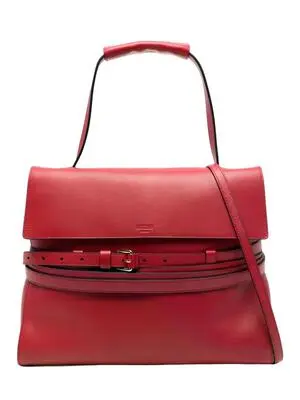 Moschino Buckle Strap Leather Tote Bag - Red