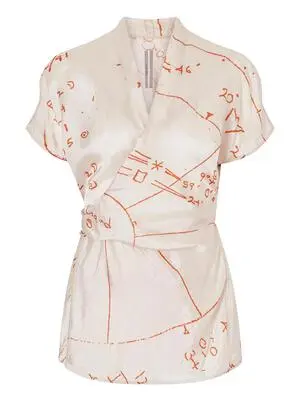 Rick Owens Printed Satin-twill Wrap Top - Multi