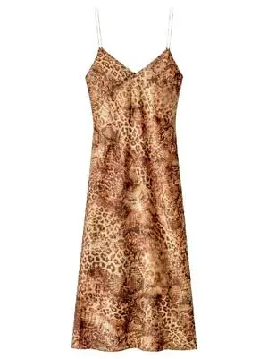 BA&SH Animal-Print V-Neck Midi Dress