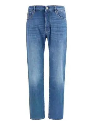 MOORER Logo-patch Straight-leg Jeans - Blue