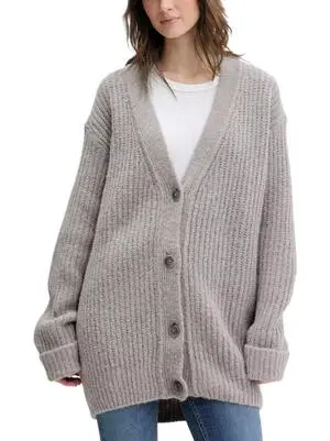 HUGO Ribbed Knit Button Cardigan
