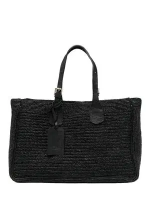 IBELIV Woven Top Handle Shoulder Bag - Black