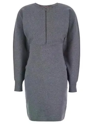 Max Mara Zip Crew-neck Dress - Grey