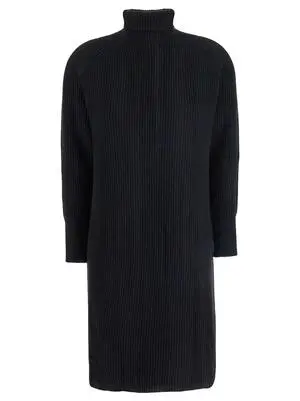 Max Mara Ribbed Turtleneck Dress - Black