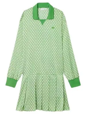 Lacoste Patterned Pleated Mini Dress - Green