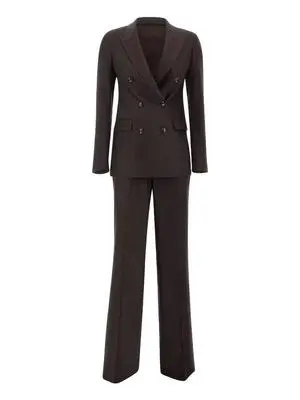 Tagliatore Parigi Double-breasted Wide-leg Suit - Brown
