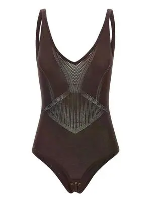 Elisabetta Franchi Openwork Bodysuit - Brown