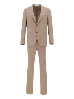 Tagliatore Contrast-button Lapel-pin Suit - Neutrals
