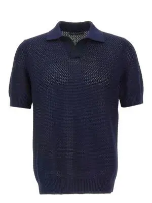 FILIPPO DE LAURENTIIS Textured V-neck T-shirt - Blue