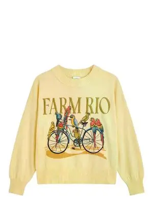 Farm Rio Graphic Print Sweater - Yellow