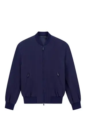 Giorgio Armani Cotton And Cupro Blouson Navy Blue