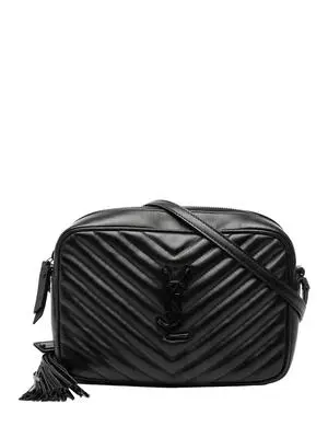 Saint Laurent Chevron Calfskin Monogram Lou Camera Bag - Black