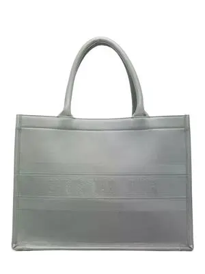 Dior 2020 Embossed Leather Book Tote Bag - Grey