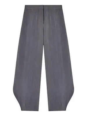 Giorgio Armani Washed Silk Trousers With Rounded Hem Grey