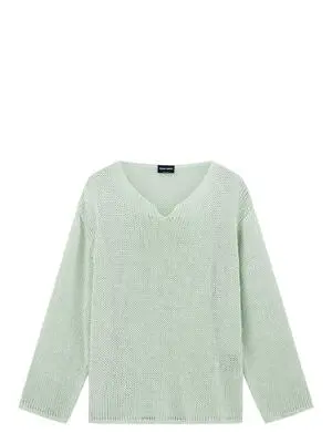 Giorgio Armani Jumper In Linen, Lyocell, And Cashmere - Green