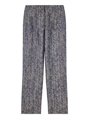 Giorgio Armani Viscose Chevron Jacquard Trousers - Blue