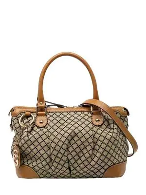 Gucci Diamante Canvas Sukey Satchel - Brown