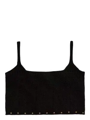 A PAPER KID Studded Knitted Top - Black