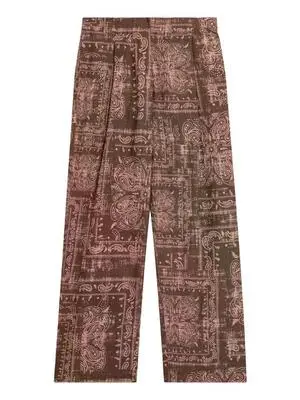 A PAPER KID Poplin Patterned Trousers - Brown