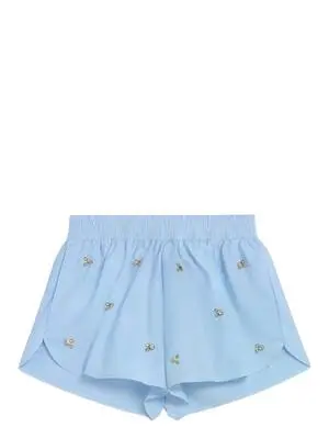 A PAPER KID Embellished Poplin Shorts - Blue