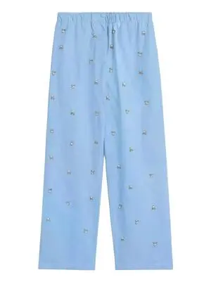 A PAPER KID Embellished Popeline Trousers - Blue