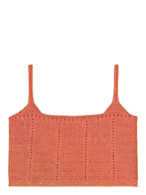 A PAPER KID Knitted Embellished Top - Orange