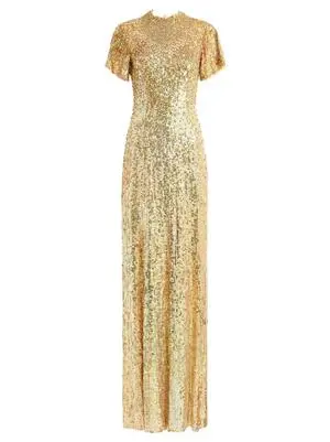 Jenny Packham Jourdain Sequin-Embellished Maxi Dress Gold