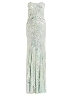 Jenny Packham Sequin-embellished Strapless Maxi Dress - Silver