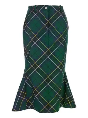 Alexander McQueen Tartan Draped Midi Skirt - Green