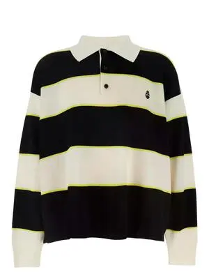 Alexander McQueen Logo Striped Polo Shirt - Black