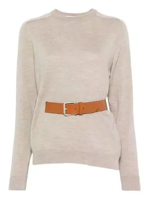 Moschino Belted Crewneck Sweater - Neutrals