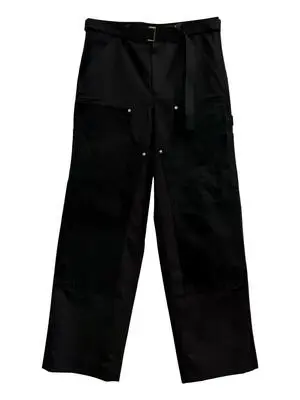 Sacai Belted Cotton Trousers - Black