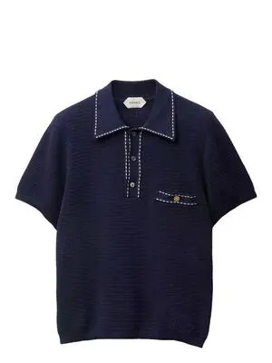 Versace Cotton Knit Polo - Blue