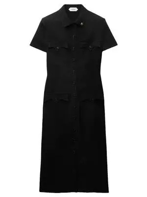 Versace Midi Stretch Georgette Viscose Dress - Black