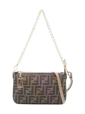 Fendi 2000-2010 Zucca Canvas Baguette Pouch Satchel - Brown