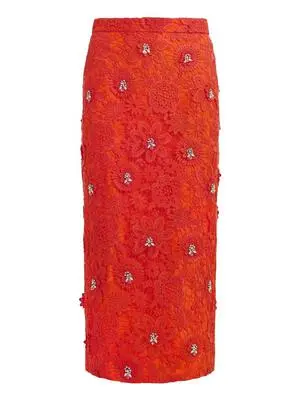 Essentiel Antwerp Floral Rhinestone Embellished Midi Skirt - Red