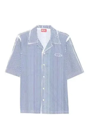 DIESEL Striped Revere Collar Shirt - Blue