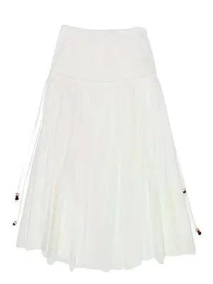 Bimba Y Lola Cotton Midi Skirt With Gathered Detailing - White