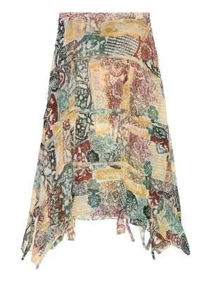 Bimba Y Lola Printed Asymmetric Skirt - Neutrals