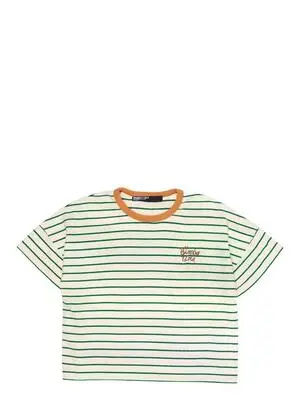 Bimba Y Lola Striped Embroidered T-shirt - Green
