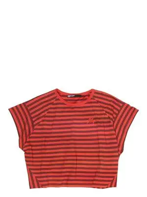 Bimba Y Lola Striped Embroidered T-shirt - Red