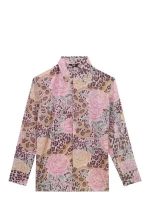 Gcds Animal-print Floral Shirt - Pink