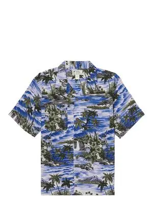 Ralph Lauren Camp-collar Floral-print Woven Shirt - Blue