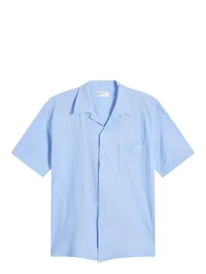 Universal Works Seersucker Shirting Road Shirt - Sky Blue